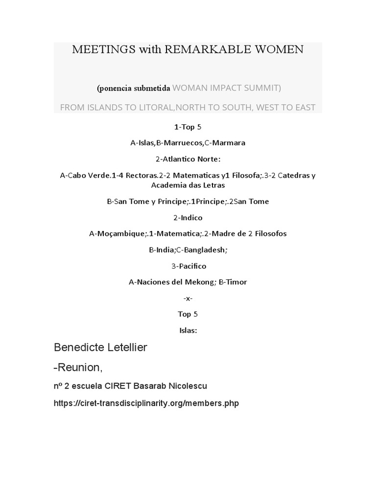 MEETINGS With REMARKABLE WOMEN | PDF