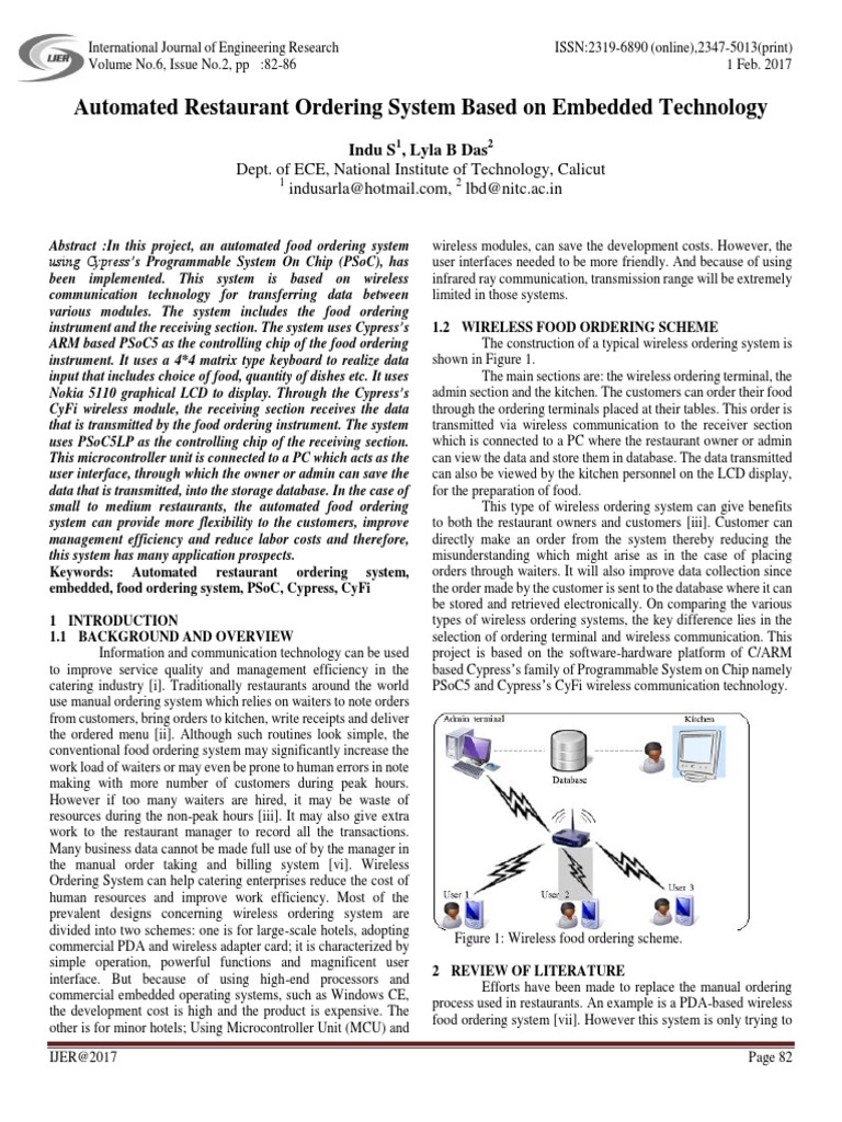 Automated Restaurant Ordering System Bas | PDF | Personal Computers ...