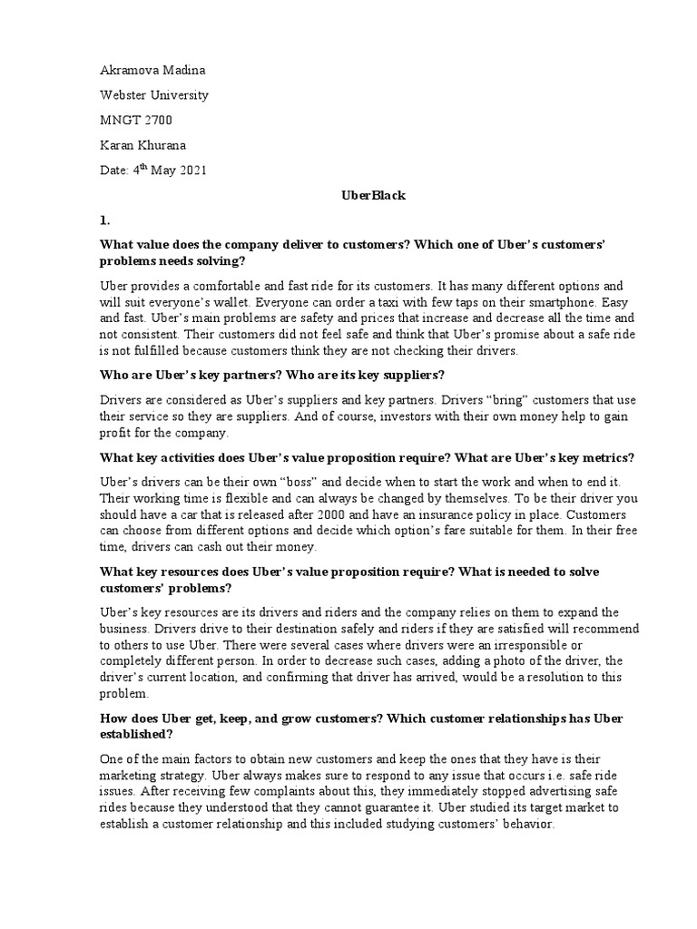 Understanding Uber's Business Model: An Analysis of Value Proposition ...