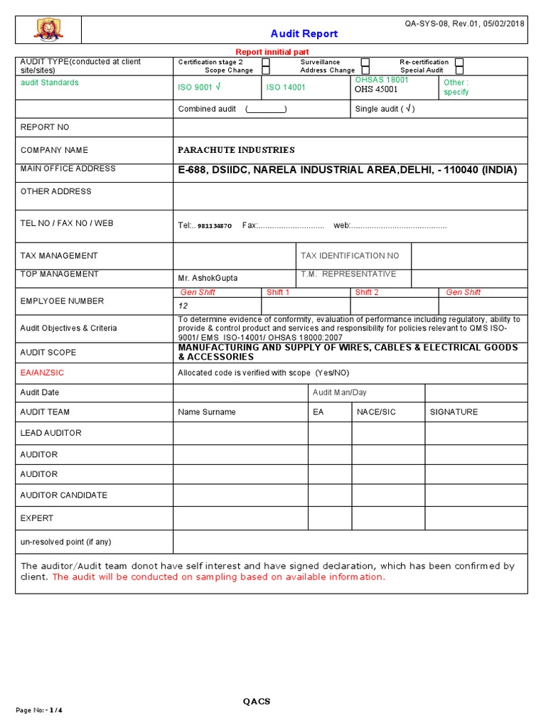 SYS-08 Audit Report | PDF | Audit | Auditor's Report