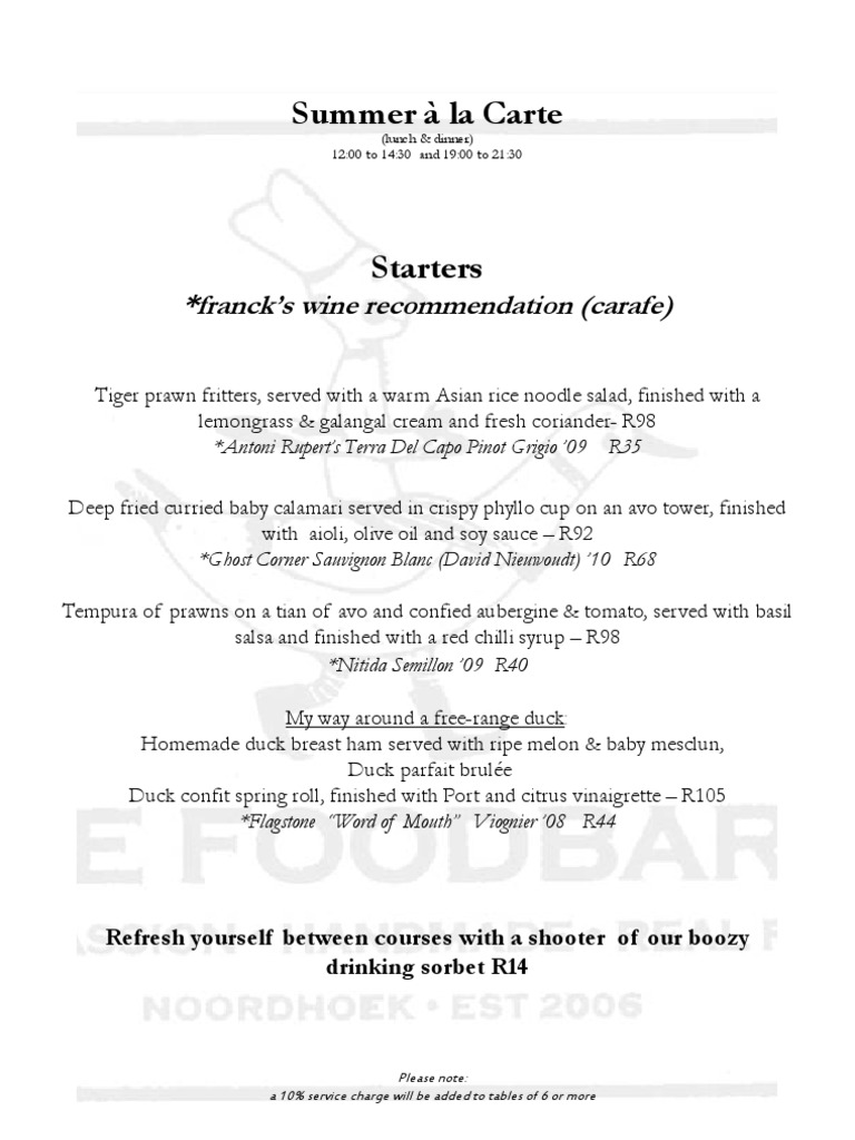 Ala Carte | PDF | Food And Drink Preparation | Cooking
