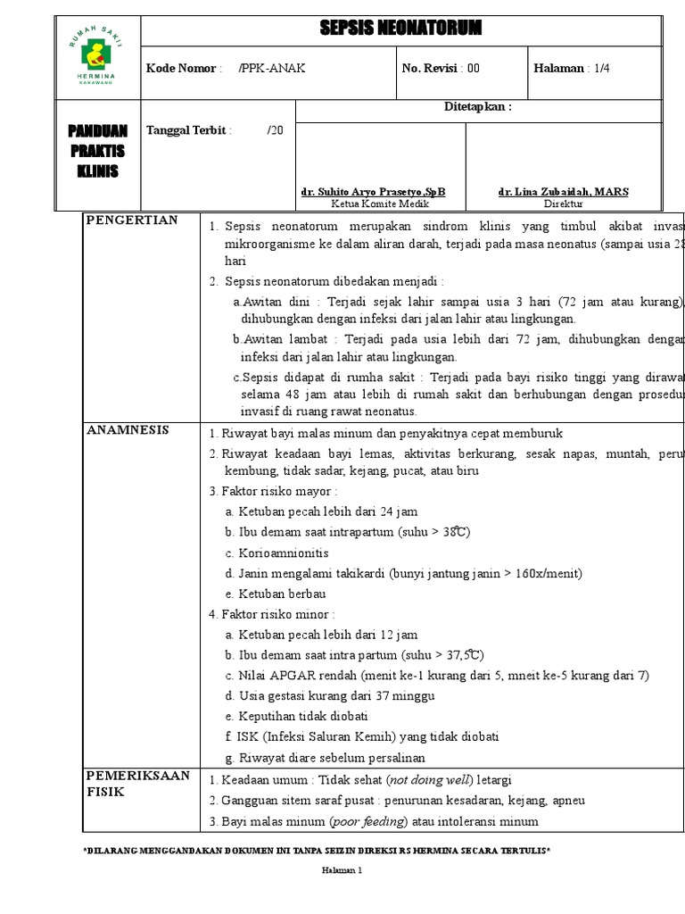 PPK Sepsis Neonatorum | PDF