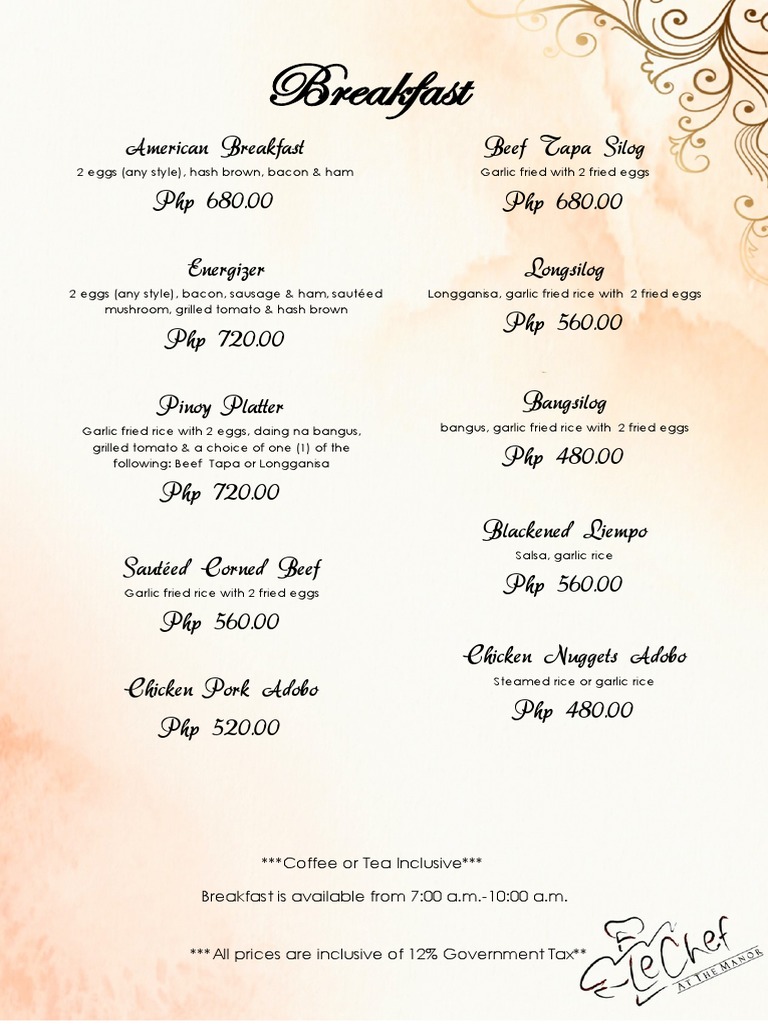 Le Chef MEnu | PDF | Cooking | Cuisine