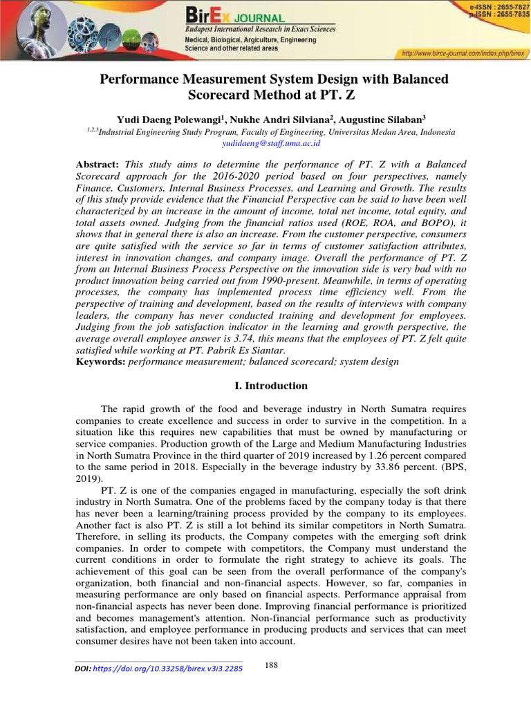 Designing a Balanced Scorecard Performance Measurement System for PT. Z ...