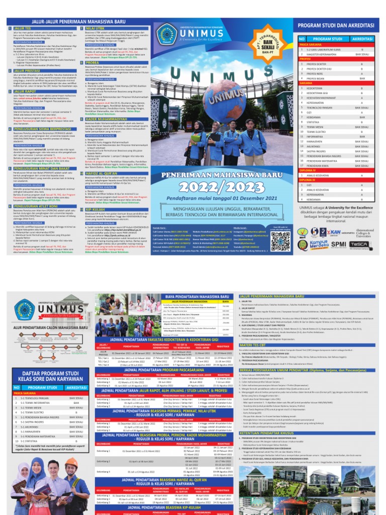 Brosur PMB Unimus Tahun Akademik 2022-2023 | PDF