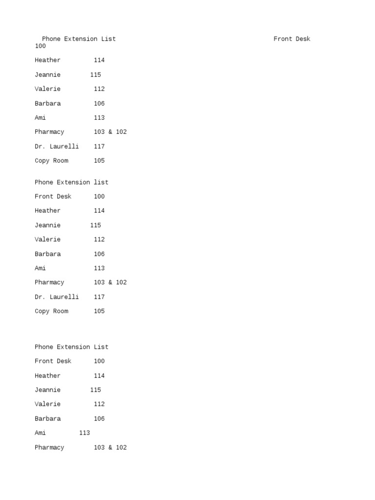 Office Phone Extension Directory | PDF