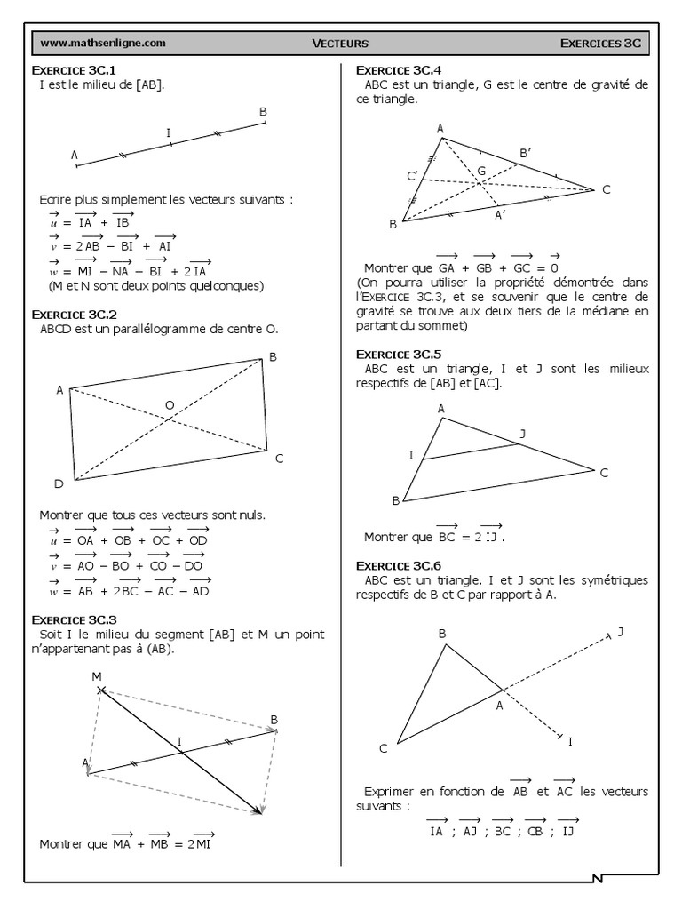 Chap 04 - Ex 3C - Géométrie Avec Les Vecteurs - CORRIGE | PDF | Triangle | Mathématiques