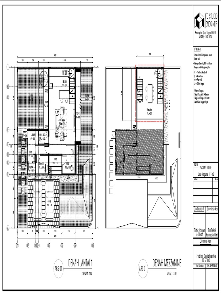 Denah Lantai 1 Denah Mezzanine: FD Studio Engginer | PDF