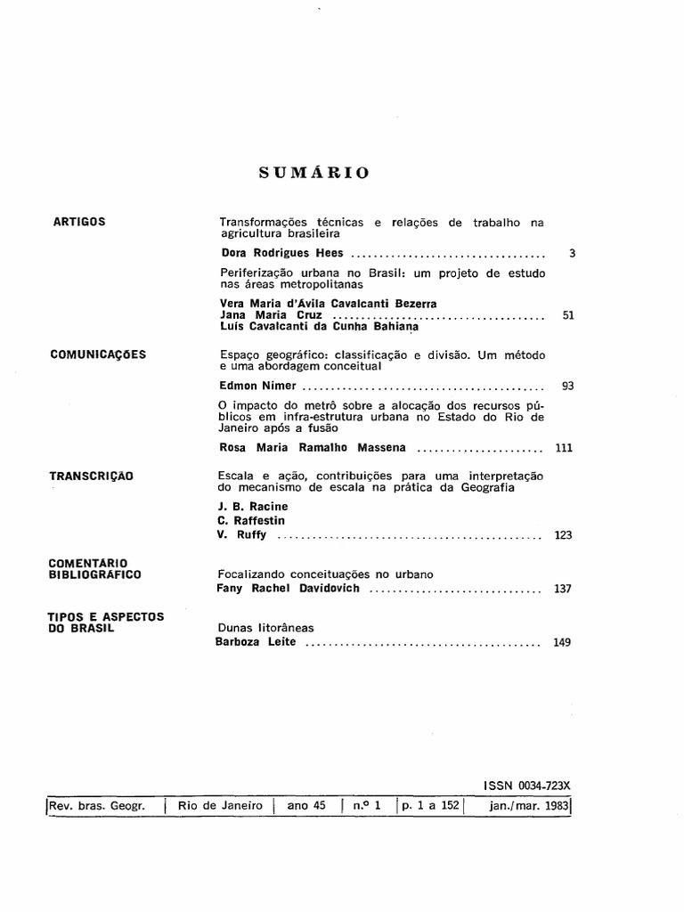 RACINE, J. B. RAFFESTIN, C. RUFFY, V. Escala e Ação, Contribuições para ...