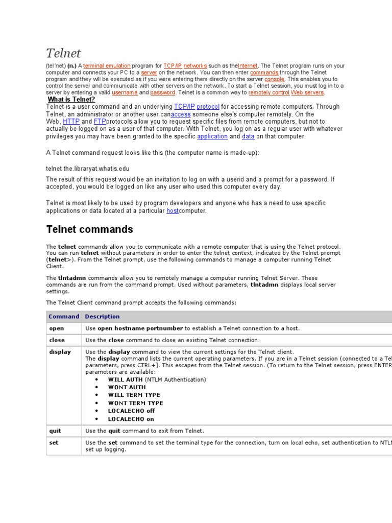 Telnet 2003 | PDF | File Transfer Protocol | Internet Architecture
