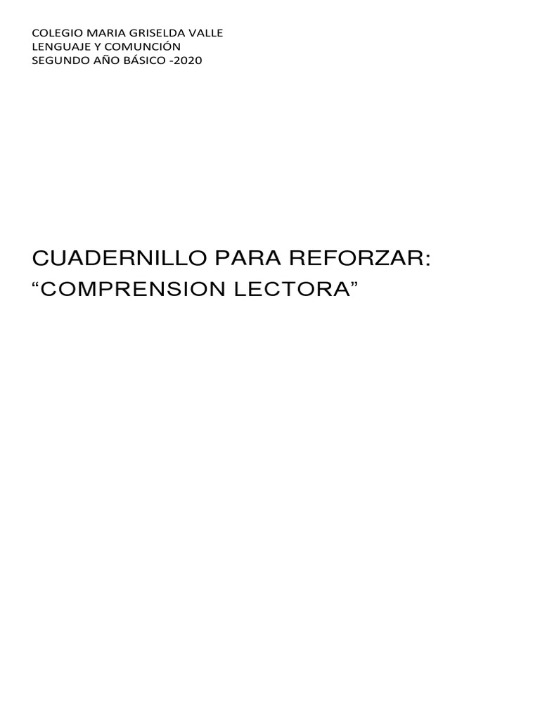 2° Básico CUADERNILLO COMPRENSION LECTORA | PDF