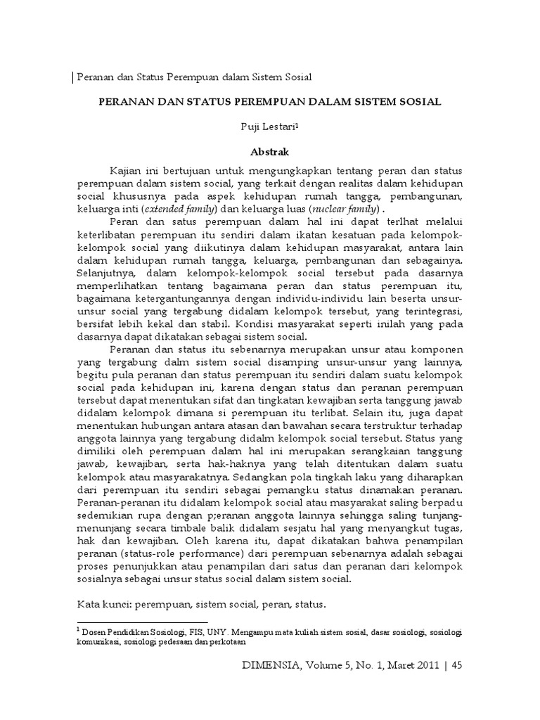 Peranan Dan Status Perempuan Dalam Sistem Sosial | PDF