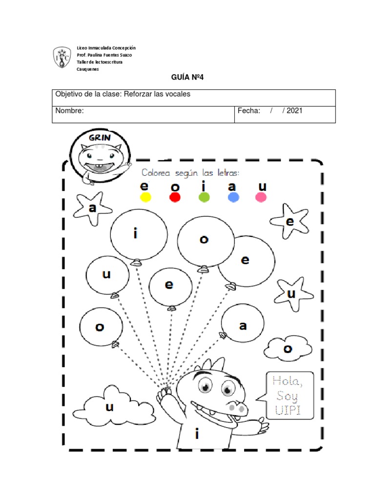 Guia Nº4 Vocales | PDF