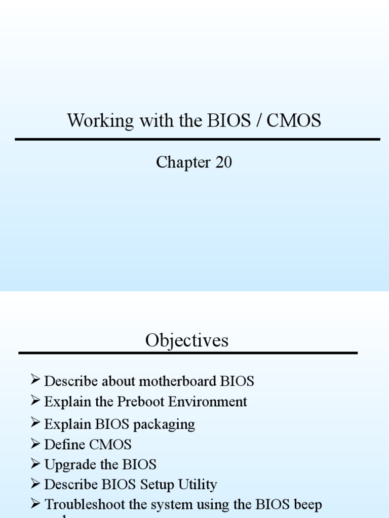 Working With The BIOS / CMOS | PDF | Bios | Booting