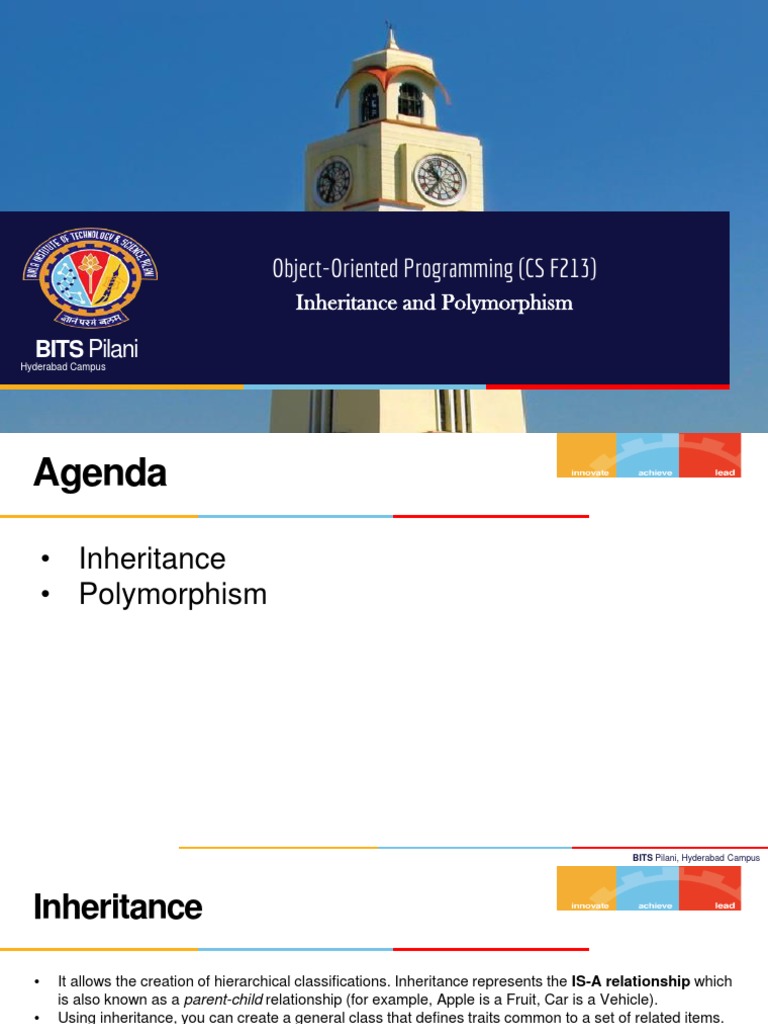 Object-Oriented Programming (CS F213) : BITS Pilani | PDF | Inheritance (Object Oriented ...