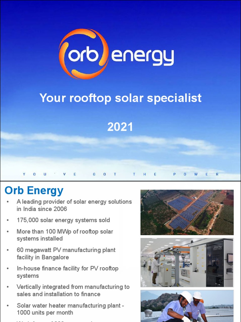 Orb Energy: Solar Solutions Overview | PDF | Solar Panel | Solar Energy