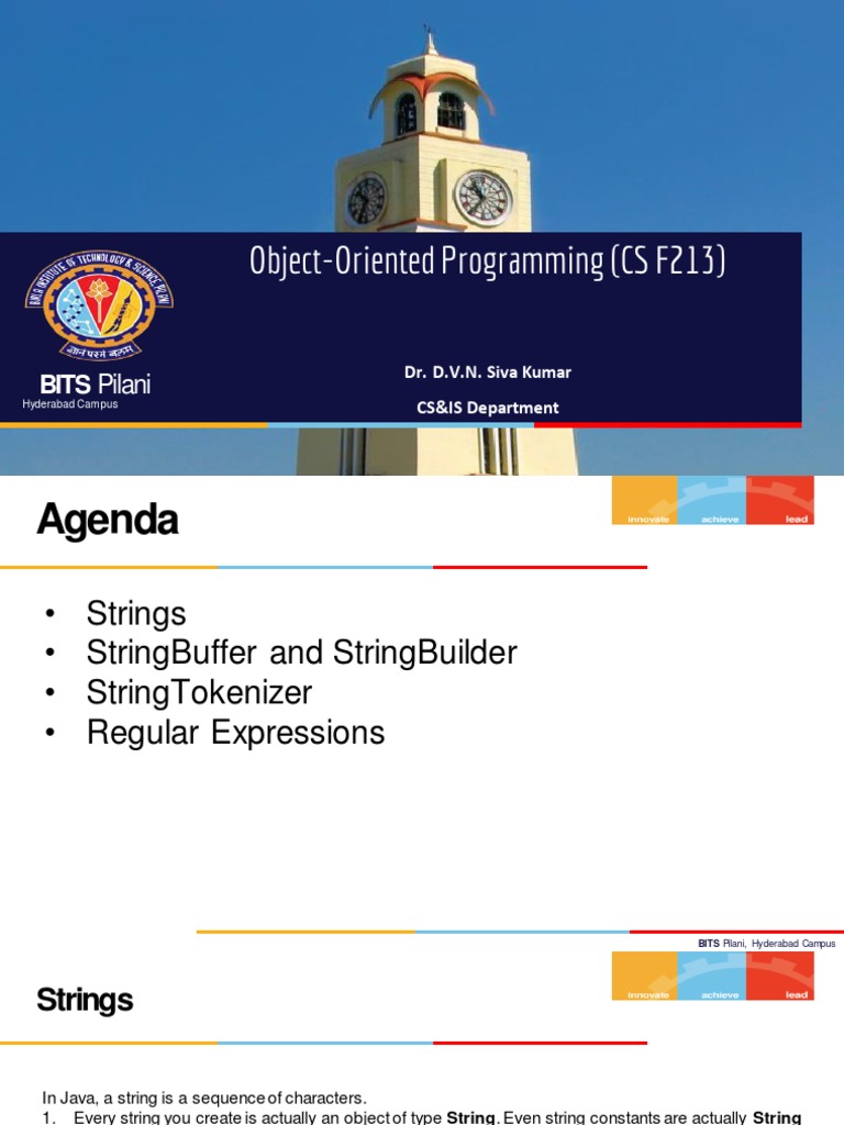 Object-Oriented Programming (CS F213): An Introduction to Strings in Java | PDF | Regular ...