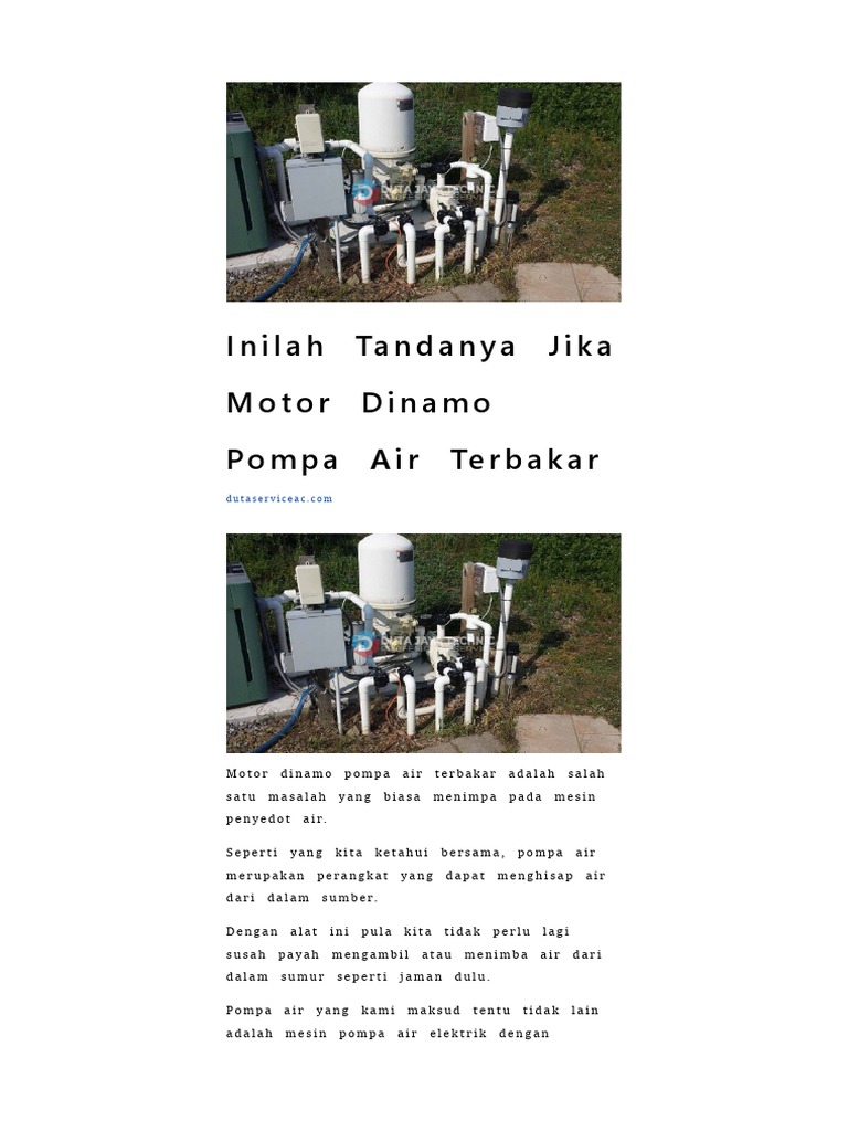 Inilah Tandanya Jika Motor Dinamo Pompa Air Terbakar | PDF