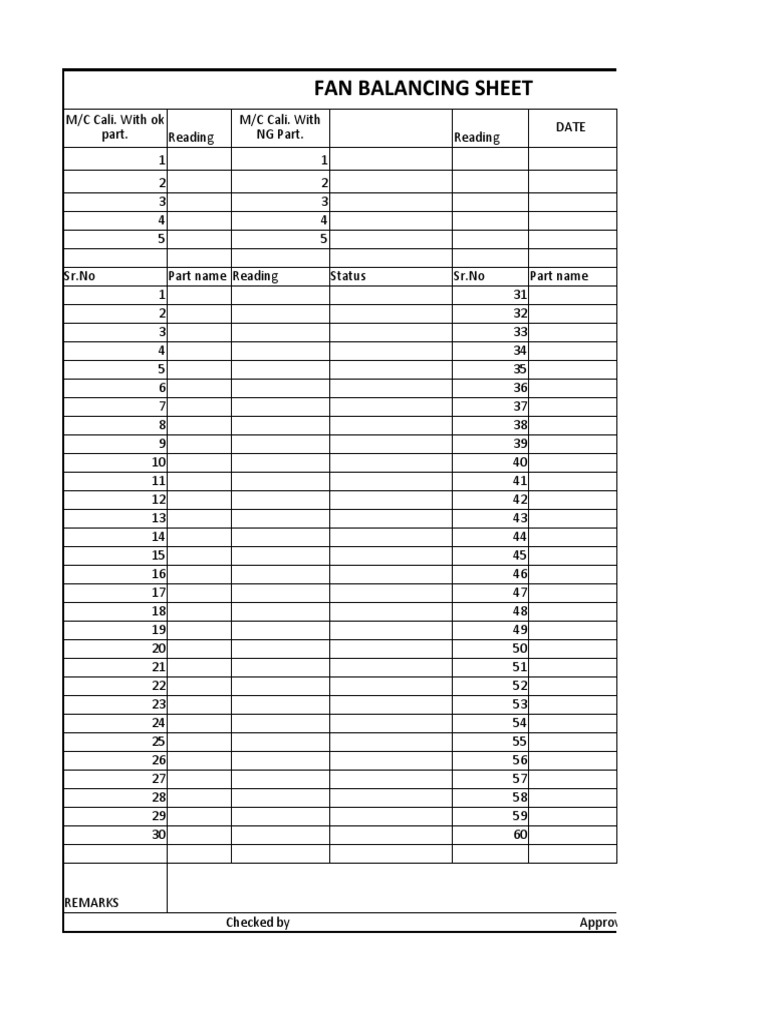Fan Balancing Sheet Overview | PDF