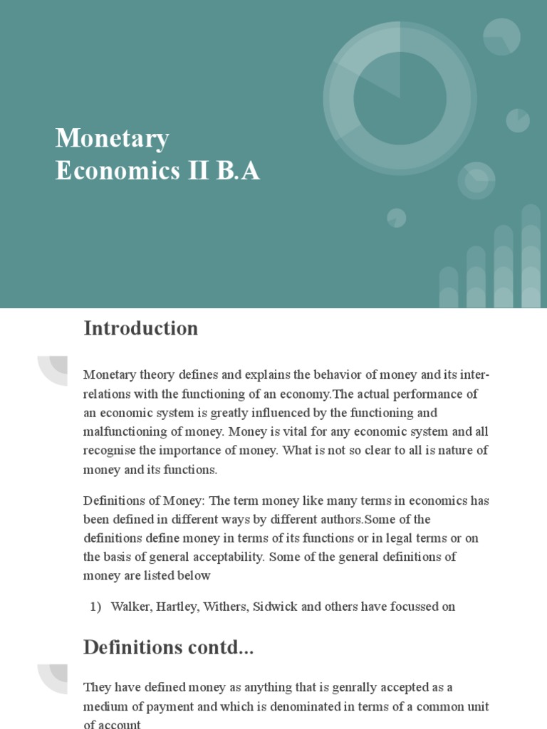 Monetary Economics-Unit 1 | PDF | Money | Currency