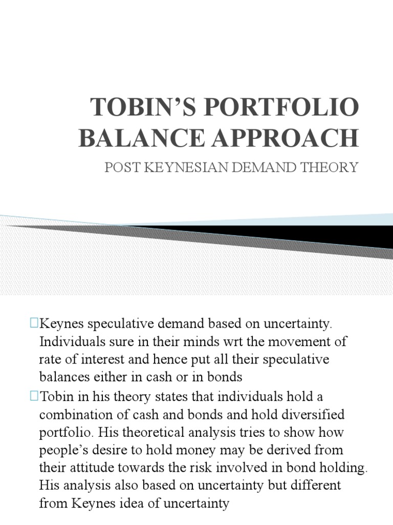 Tobin's Portfolio Balance Approach Explained | PDF | Interest | Risk