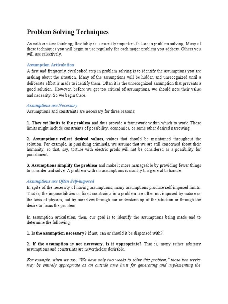 Problem Solving Technique | PDF | Hypothesis | Heuristic