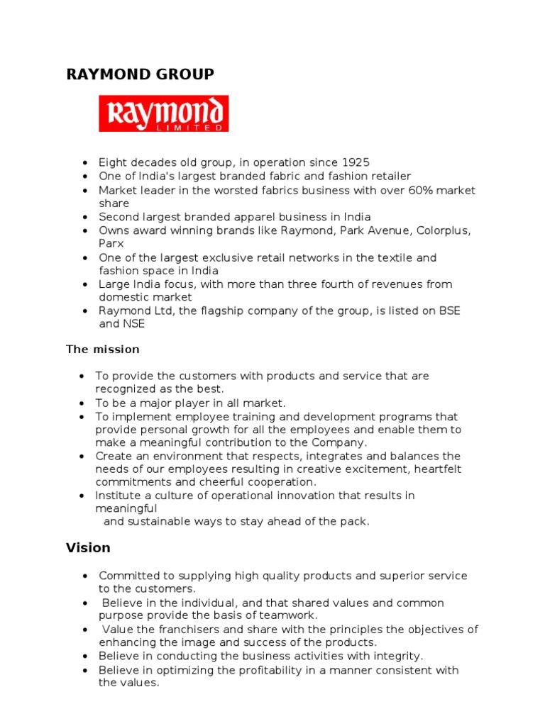 Raymond Group | Download Free PDF | Textiles | Clothing
