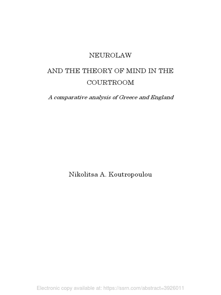 Neurolaw and The Theory of Mind in The Courtroom | Download Free PDF ...