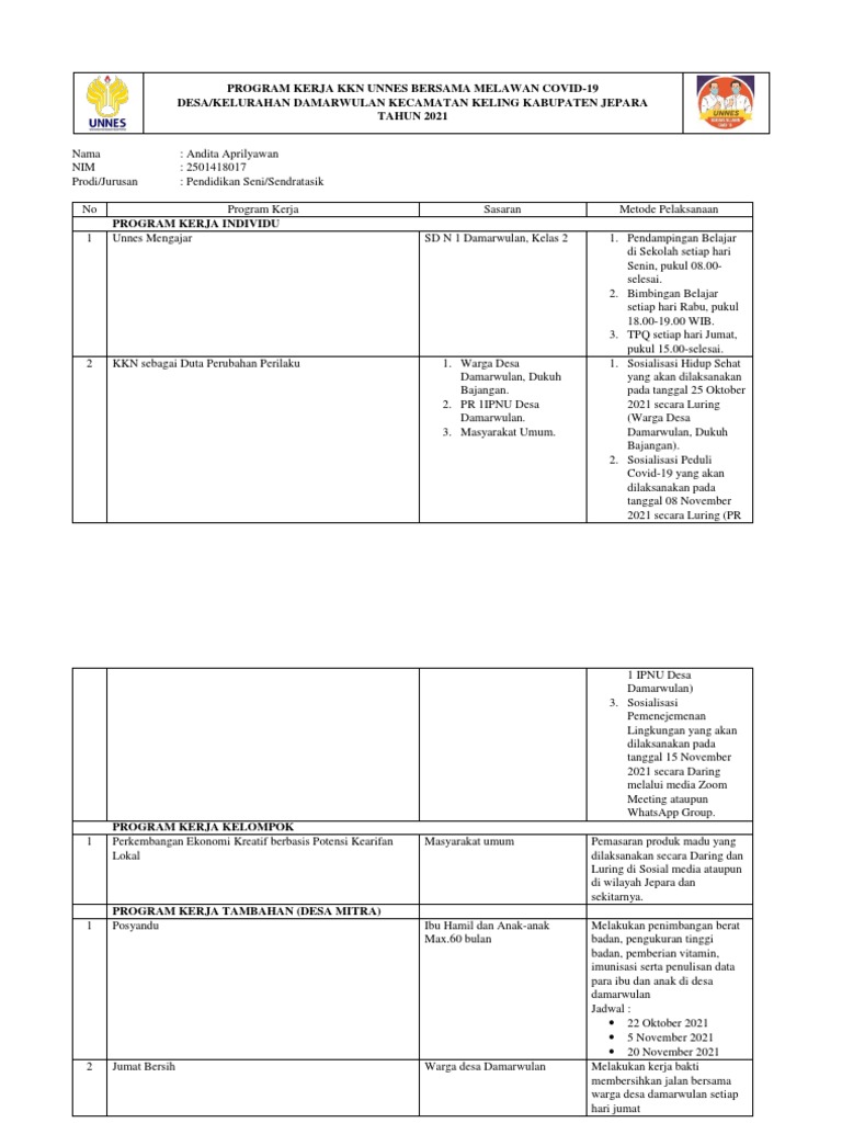 Tabel Program Kerja Revisi | PDF