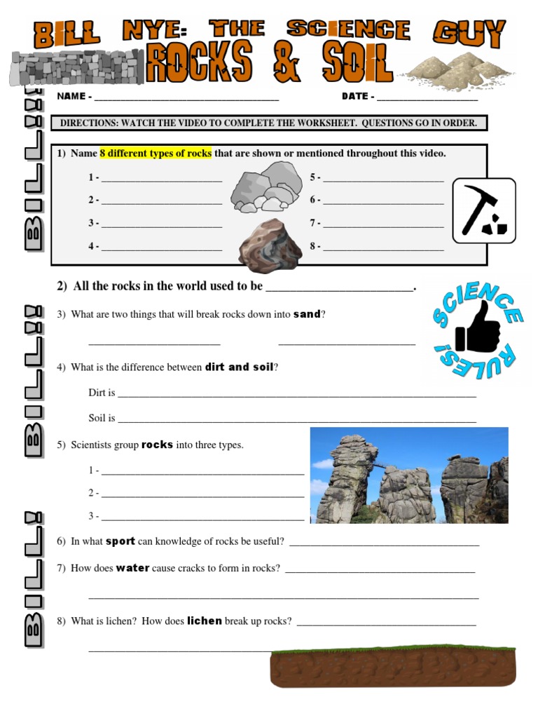 BillNyetheScienceGuy - ROCKS and SOIL | PDF | Rock (Geology) | Igneous Rock