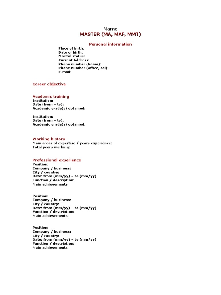 Comprehensive CV Template Guide | PDF | Career & Growth