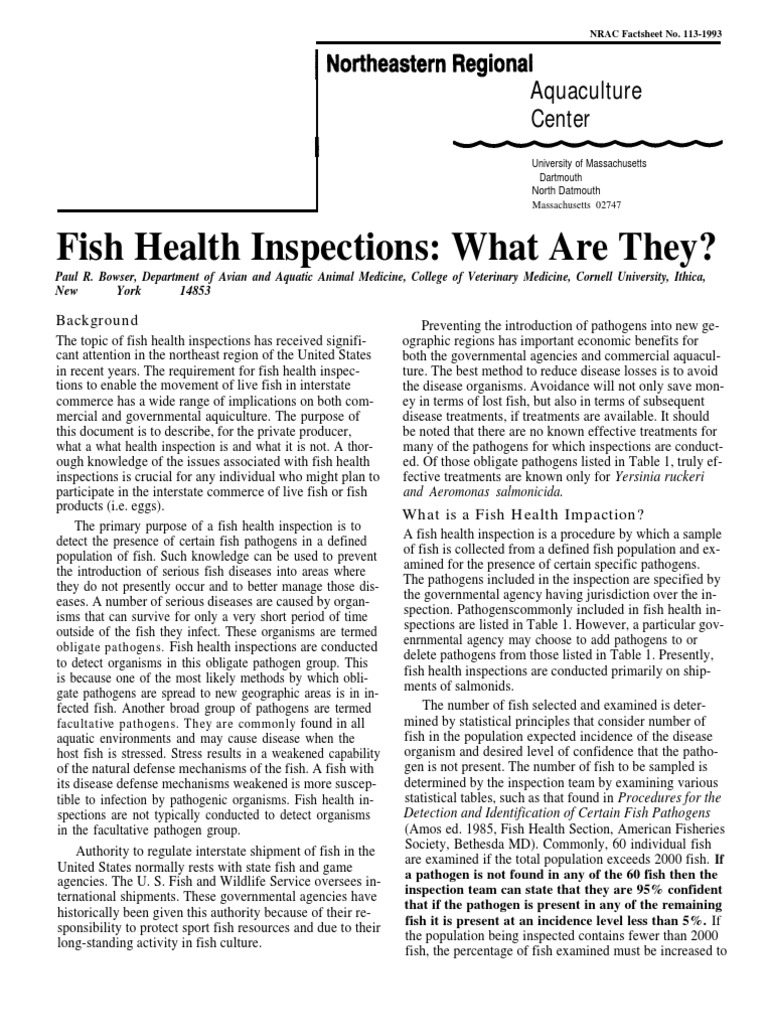 Fish Health Inspections What Are They | PDF | Infection | Fish