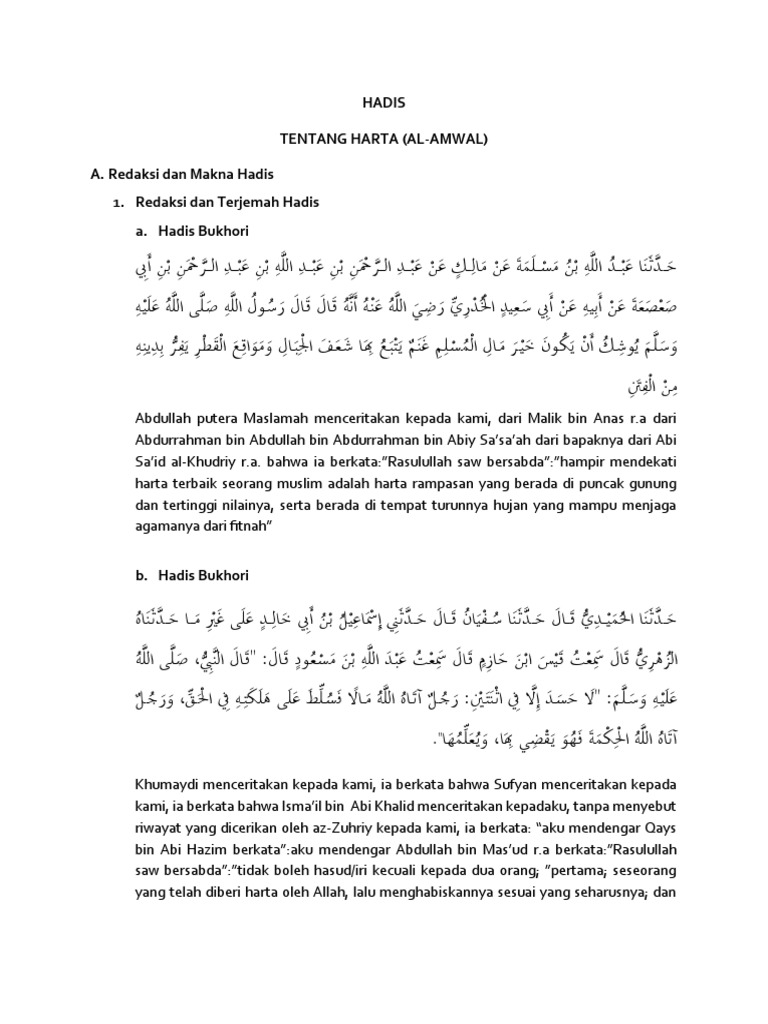 Hadis Menjaga dan Mengelola Harta | PDF
