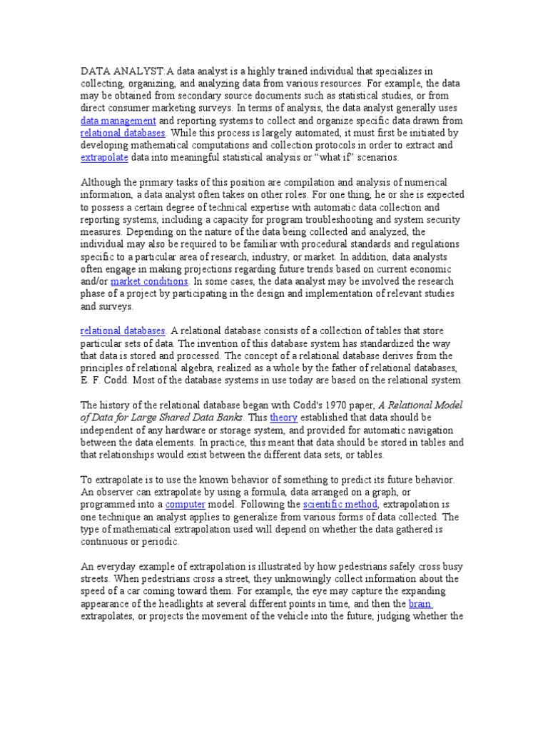 Data Analyst | PDF | Data Analysis | Relational Database
