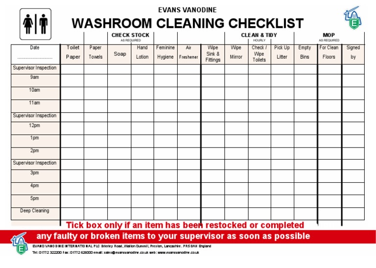 Bathroom Cleaning Checklist 44 | PDF