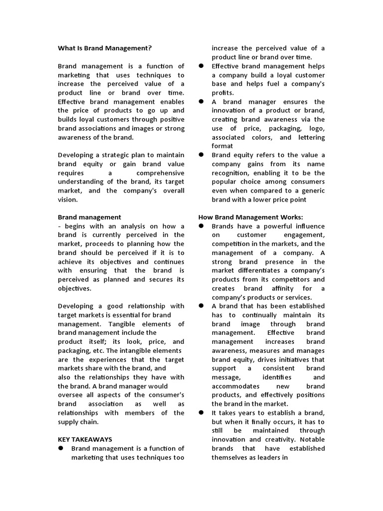 What Is Brand Management? | PDF | Brand | Brand Management