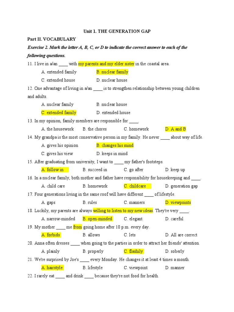 E11 Unit 1 5 Vocab Key | Download Free PDF | Social Institutions | Social Science