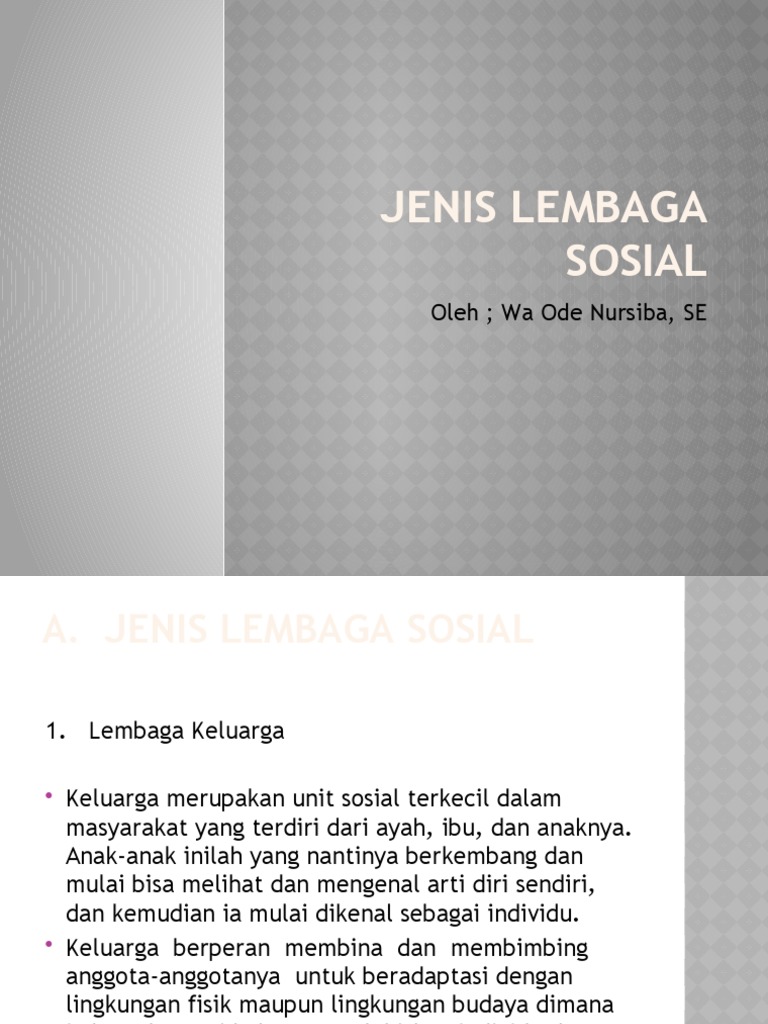 Jenis Lembaga Sosial Power Point | PDF