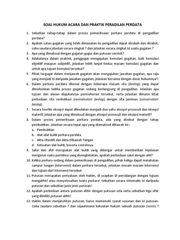 Kumpulan Soal Uas Acara Perdata | PDF