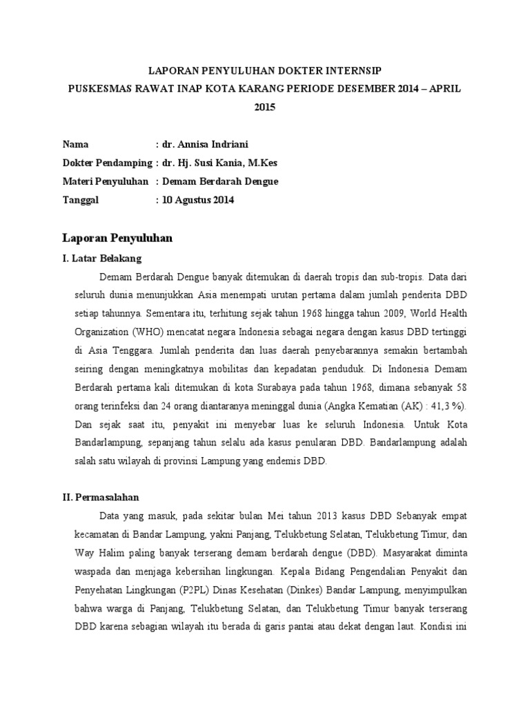 Laporan Penyuluhan DBD | PDF | Kesehatan Holistik