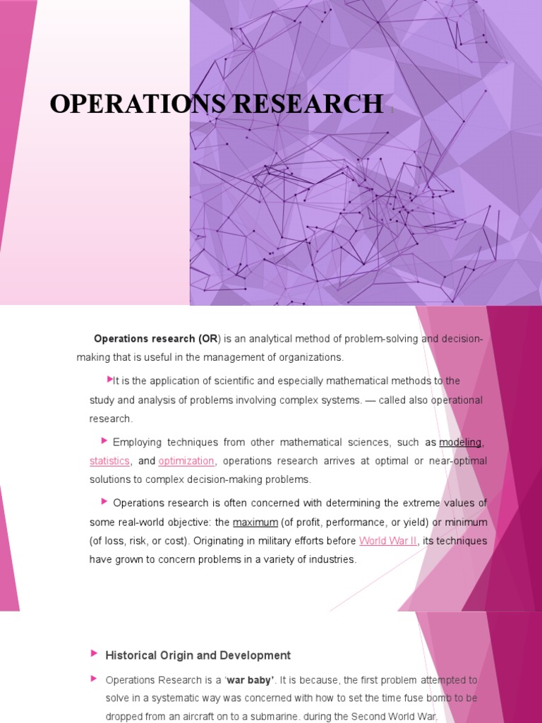 Lesson 1 Operations Research Power Point | PDF | Linear Programming | Mathematical Optimization