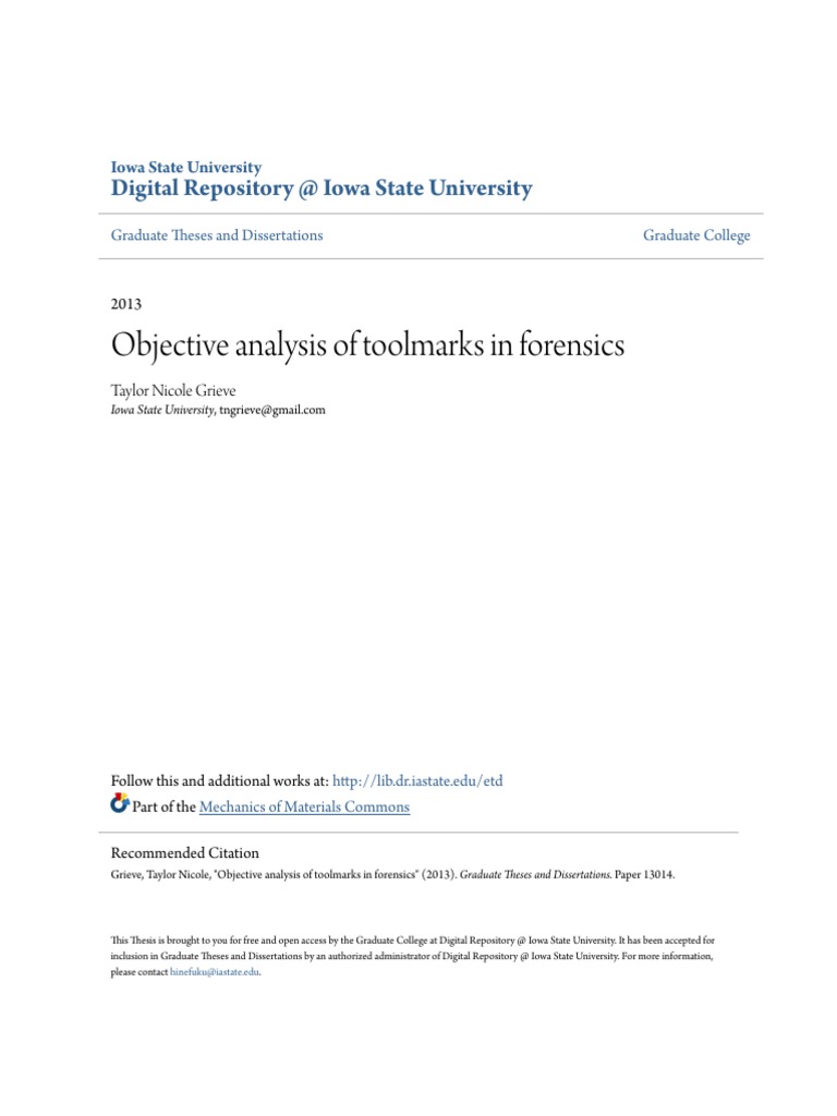 Objective Analysis of Toolmarks in Forensics | PDF | Daubert Standard ...
