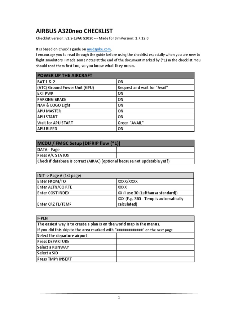 A320 Neo Checklist | PDF | Transponder (Aeronautics) | Aircraft