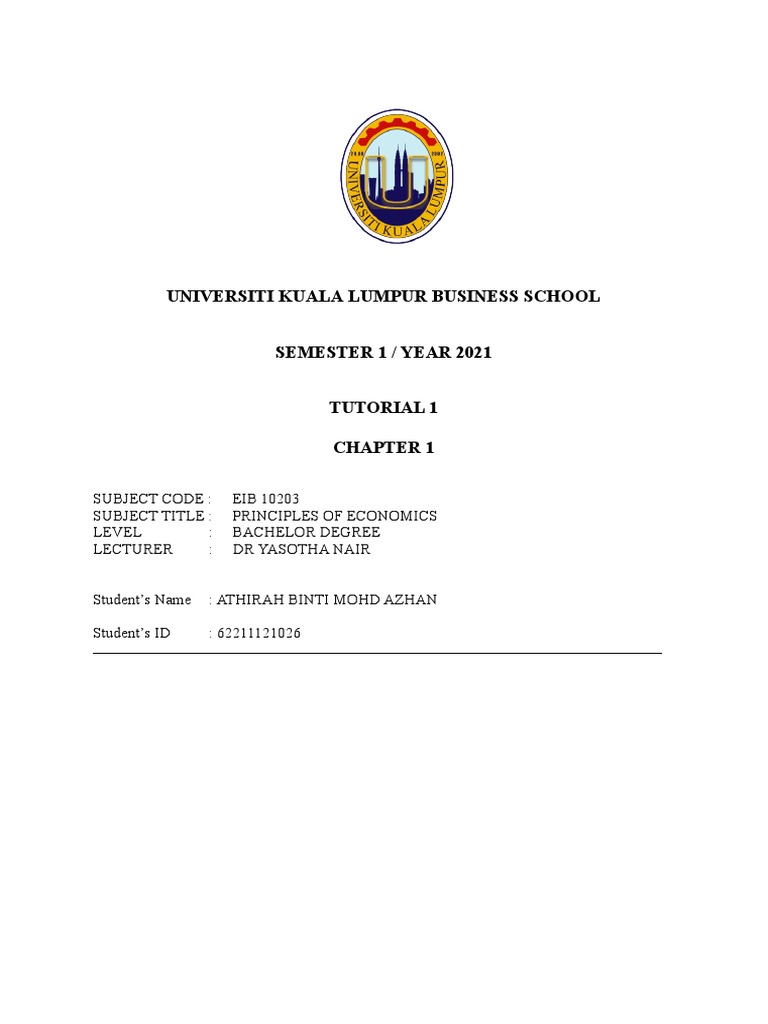 Tutorial 1 Question | PDF | Economics | Economic System