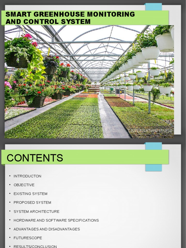 Smart Greenhouse Monitoring and Control System: T.SREENATH (R151824 | PDF | Greenhouse | Arduino