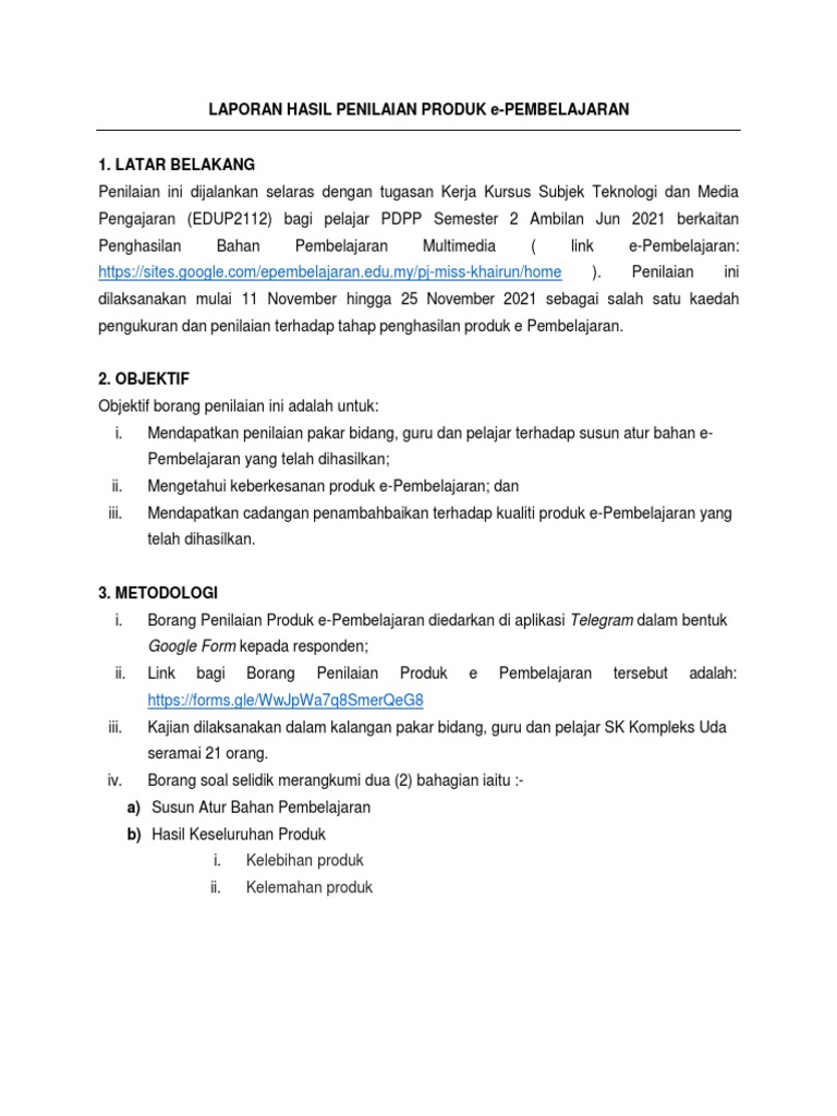Hasil Penilaian Produk e-Pembelajaran | PDF | Karier & Perkembangan | Seni