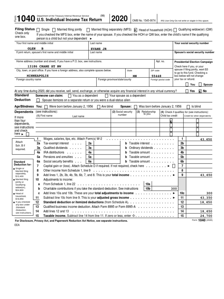 2020 Form 1040: Tax Return Overview | PDF | Tax Refund | Irs Tax Forms