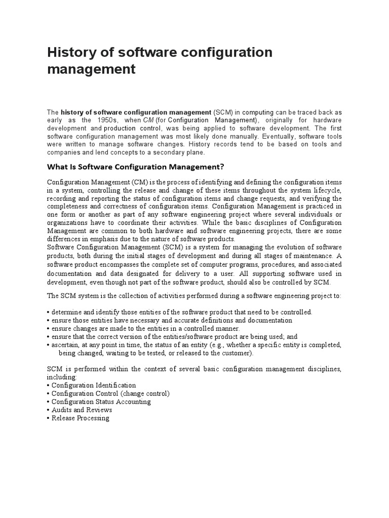 History of Software Configuration Management | PDF | Business ...