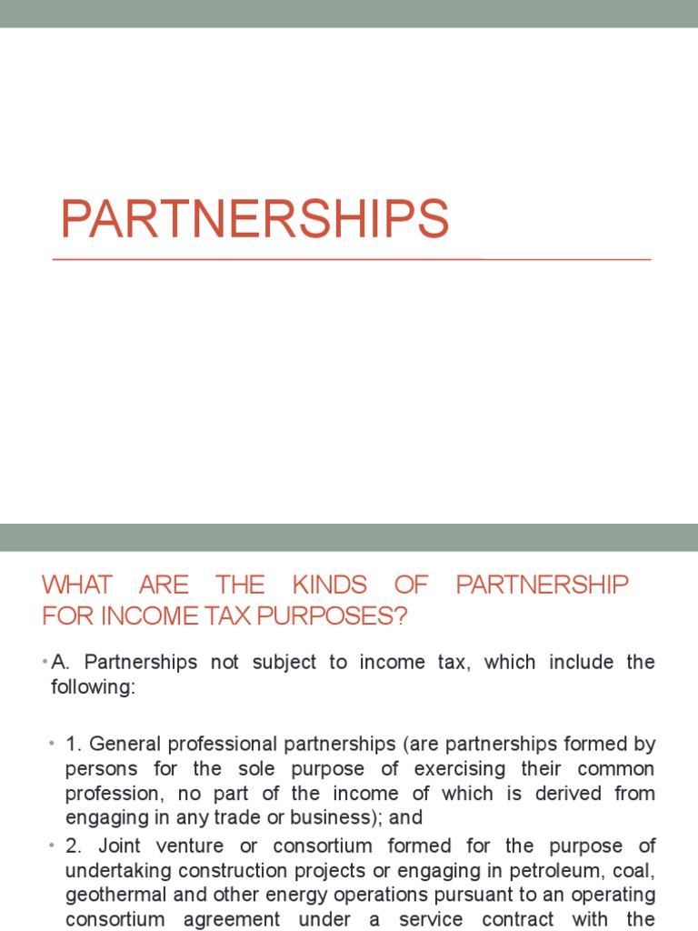 4.e. INCOME TAXATION - PARTNERSHIPS | PDF | Partnership | Income Tax