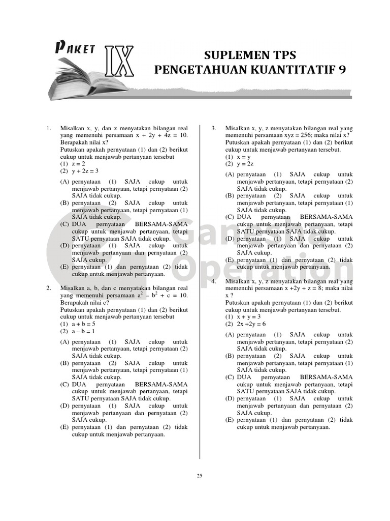Suplemen Tps Pengetahuan Kuantitatif 9 | PDF